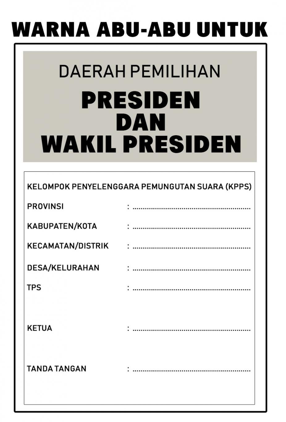 Surat Suara Pilpres WARNA ABU - ABU - Website Kalurahan Patalan