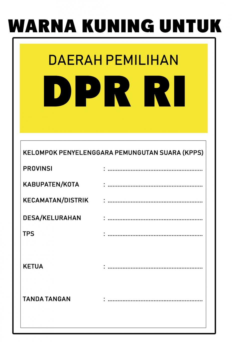 Surat Suara DPR RI WARNA KUNING - Website Kalurahan Patalan